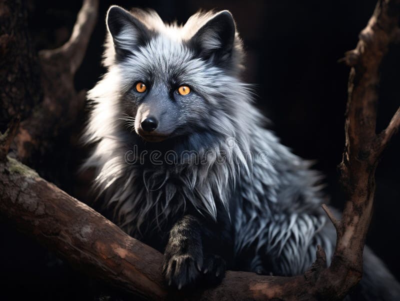 Silver Phase Fox Made with Generative AI Illustration Stock ...