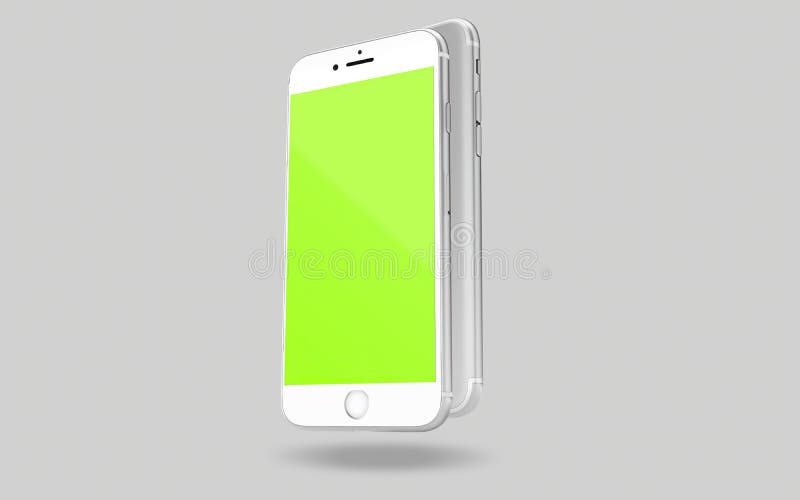 Silver Phone Front and Back View Mockup Stock Illustration ...