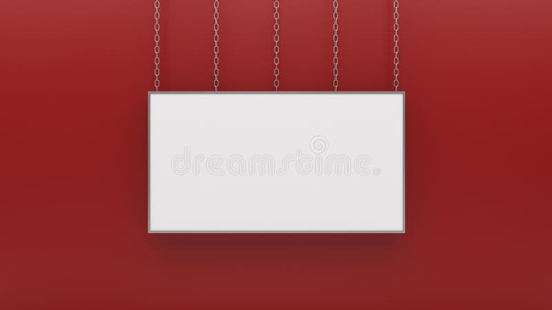 Silver Photo Frame on Red Wall 3d Rendering Stock Illustration ...