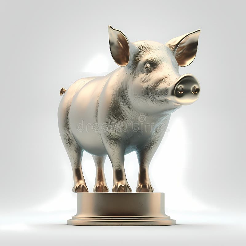 Silver Pig Trophy. Generative AI Stock Illustration - Illustration of ...