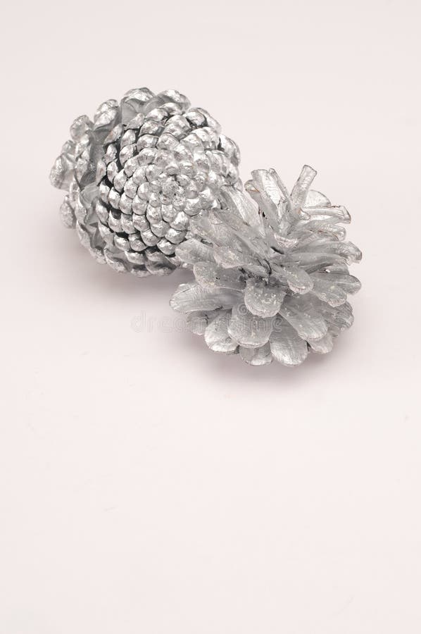 Silver Pine Cones Decoration Stock Photo - Image of winter, dried: 3803350