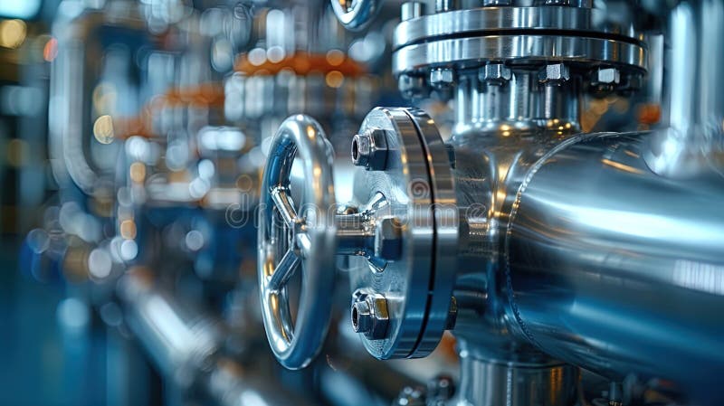 A Silver Pipe with a Silver Valve on it Stock Image - Image of metal ...