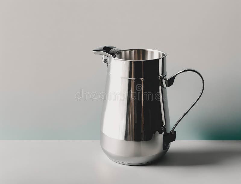 A Silver Pitcher Sits on a Table Stock Photo - Image of caffeine, steel ...