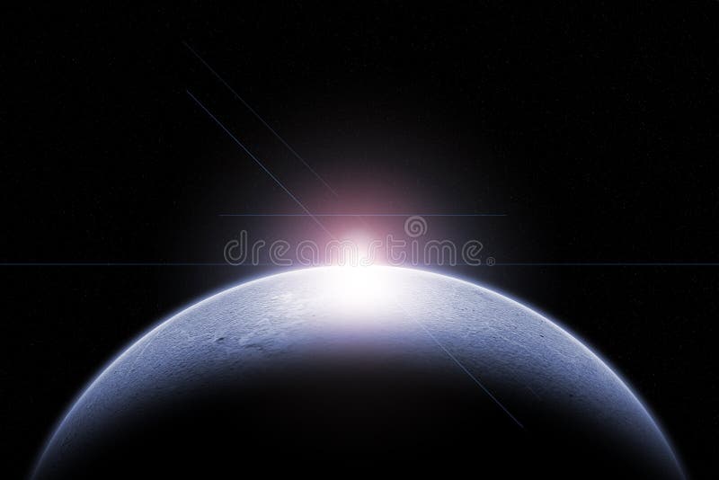Silver Planet in Dark Sky with Light Stock Illustration - Illustration ...