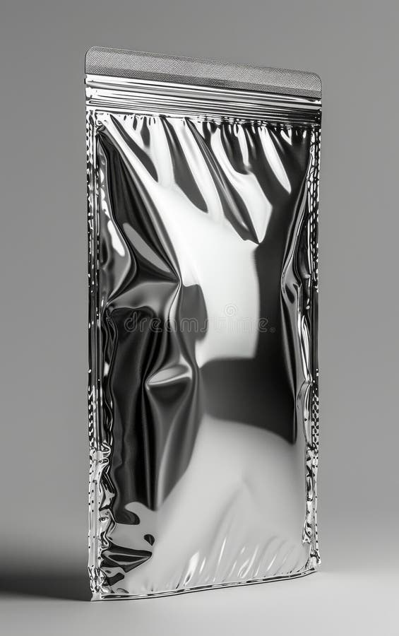 A Silver Plastic Bag with a Zipper Stock Photo - Image of female, back ...