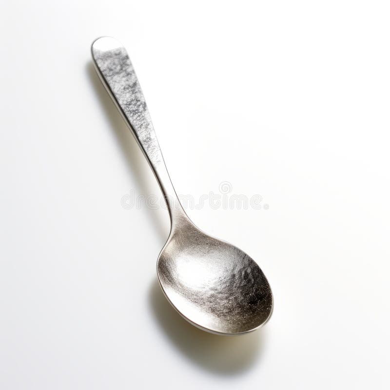 Silver Plate Spoon with Shiny Bumpy Texture on White Background Stock ...