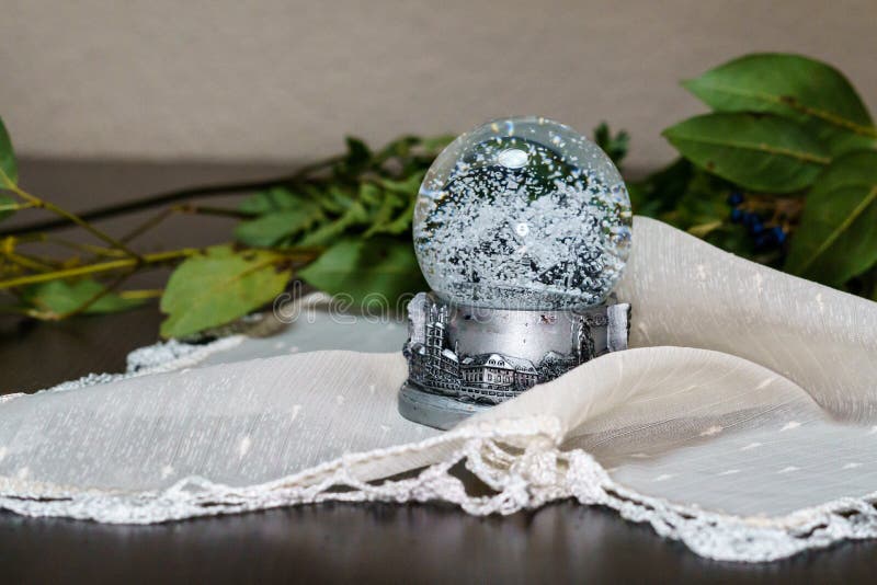 Silver-plated Crystal Snow Globe with Snowfall Effect Decoration Inside ...