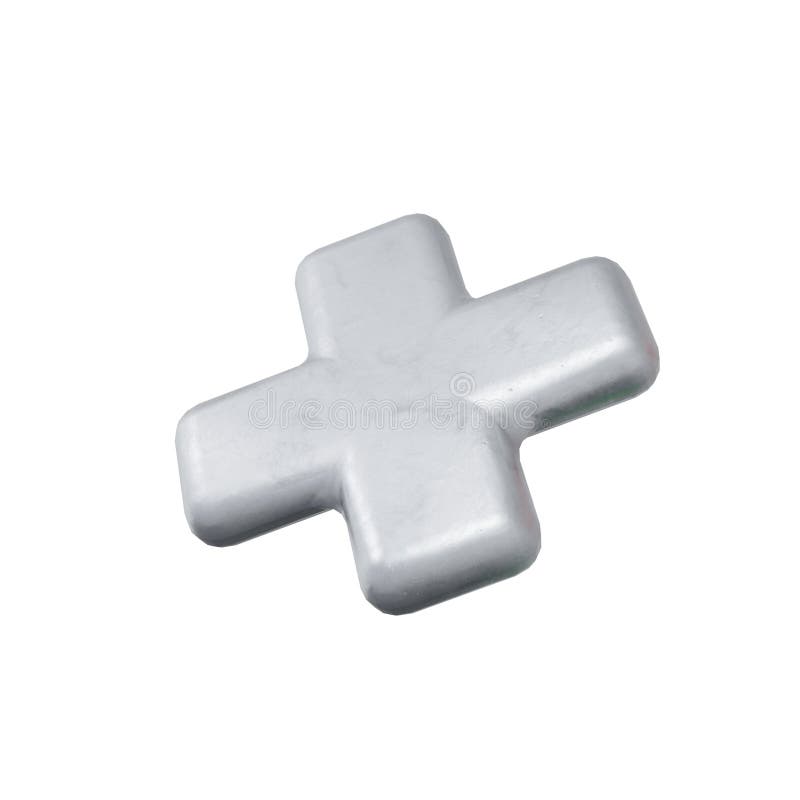 Silver Plus Sign. 3D Render. Isolated on White Background. Stock ...