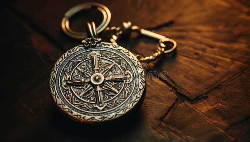 A Silver Pocket Watch with a Compass on it, AI Stock Image - Image of ...