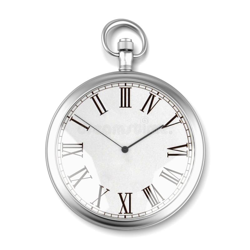 Silver Pocket Watch Isolated on White Stock Vector - Illustration of ...