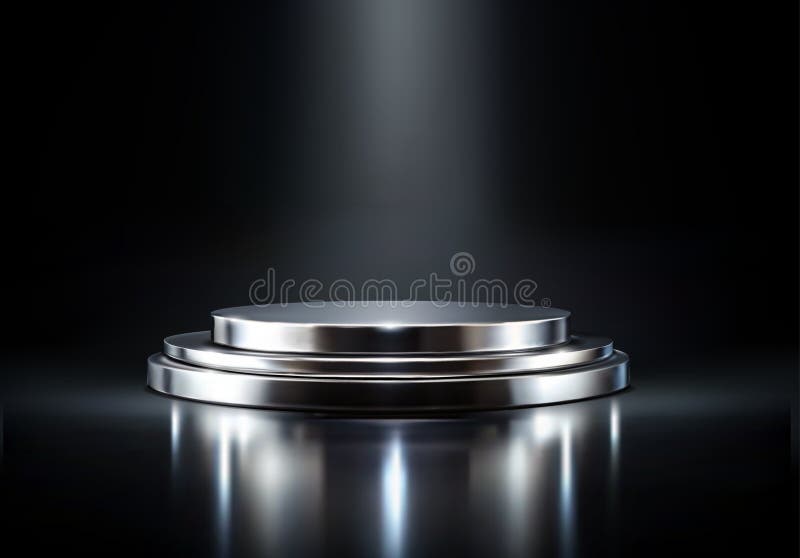 Silver Podium on a Black Background. Template for Design, Advertising ...