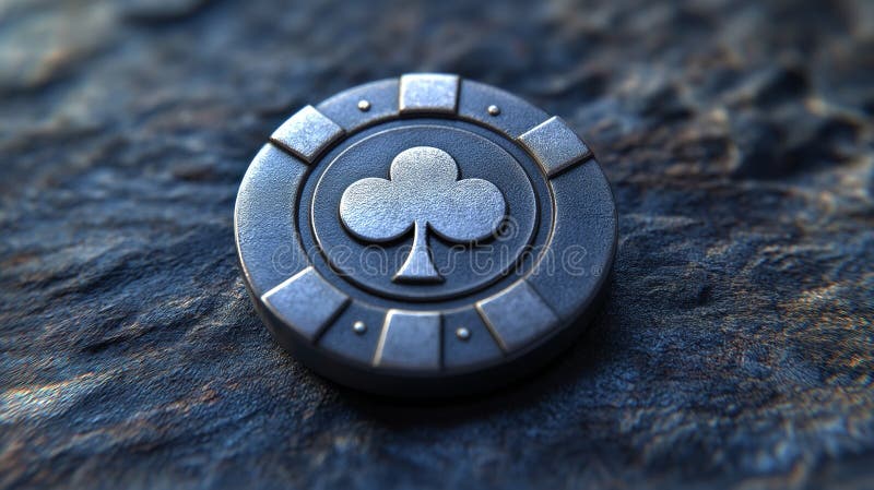 Silver Poker Chip with Club Symbol on Textured Surface Stock Photo ...