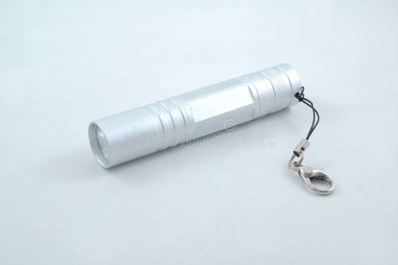 Silver Portable Flashlight Pen with Keychain Loop Stock Image - Image ...