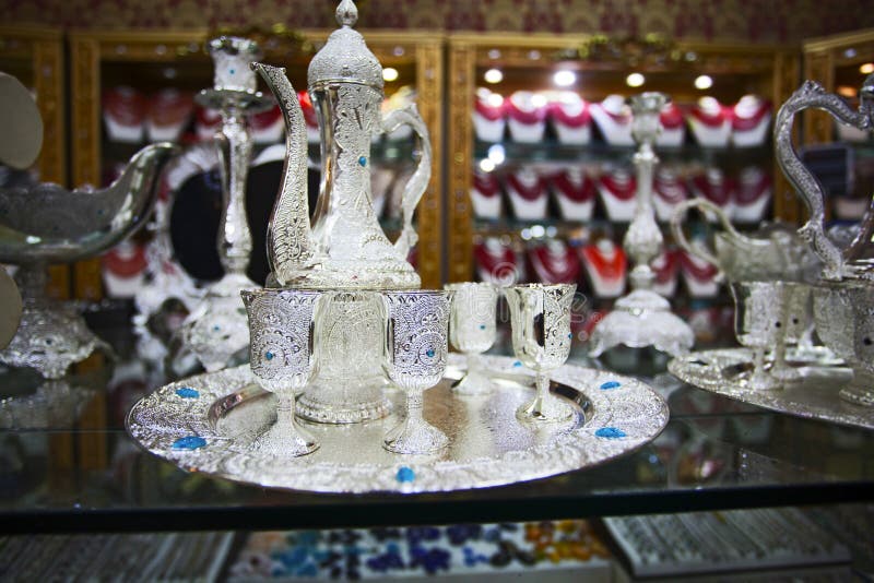 Silver Pot in Egyptian Market Stock Image - Image of marrakesh, pots ...