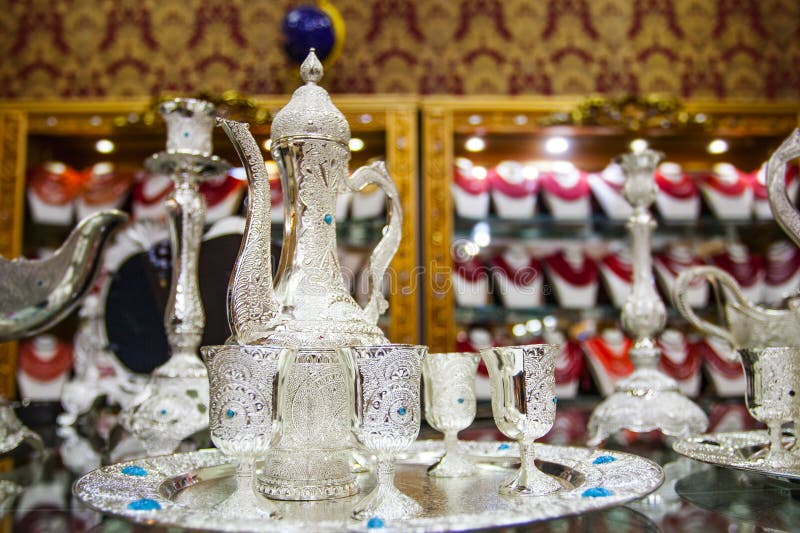 Silver Pot in Egyptian Market Stock Photo - Image of moroccan ...