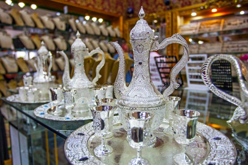 Silver Pot in Egyptian Market Stock Photo - Image of silver, oriental ...