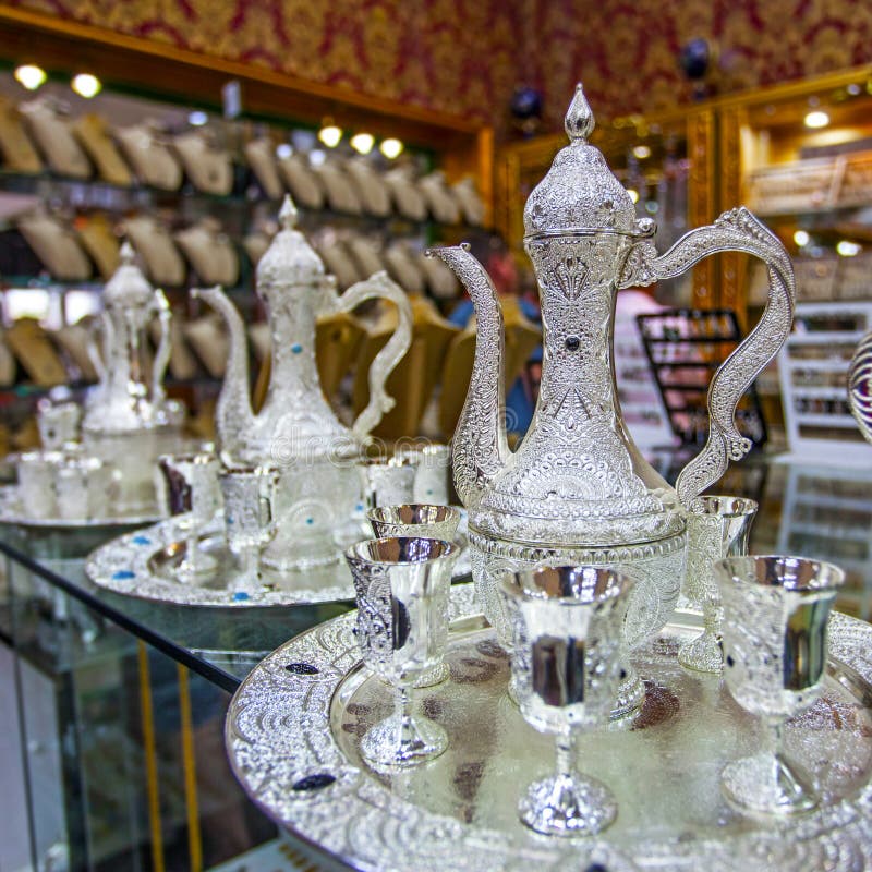 Silver Pot in Egyptian Market Stock Image - Image of africa, bazaar ...