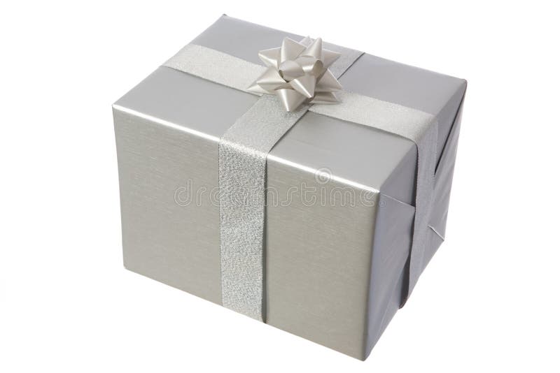 Silver,present stock photo. Image of holiday, white, gray - 1414770