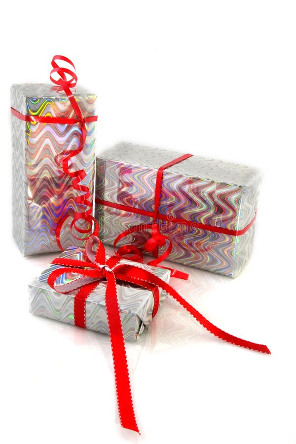 Silver presents stock image. Image of holidays, wrapped - 7317201