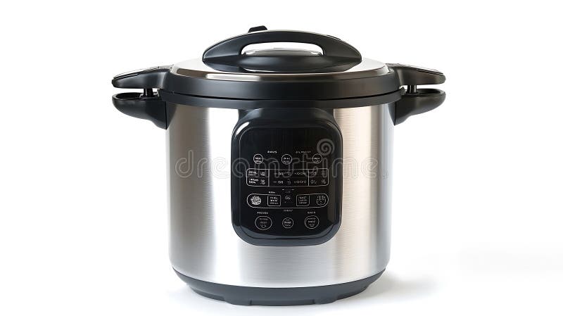 A Silver Pressure Cooker with a Digital Display Stock Photo - Image of ...