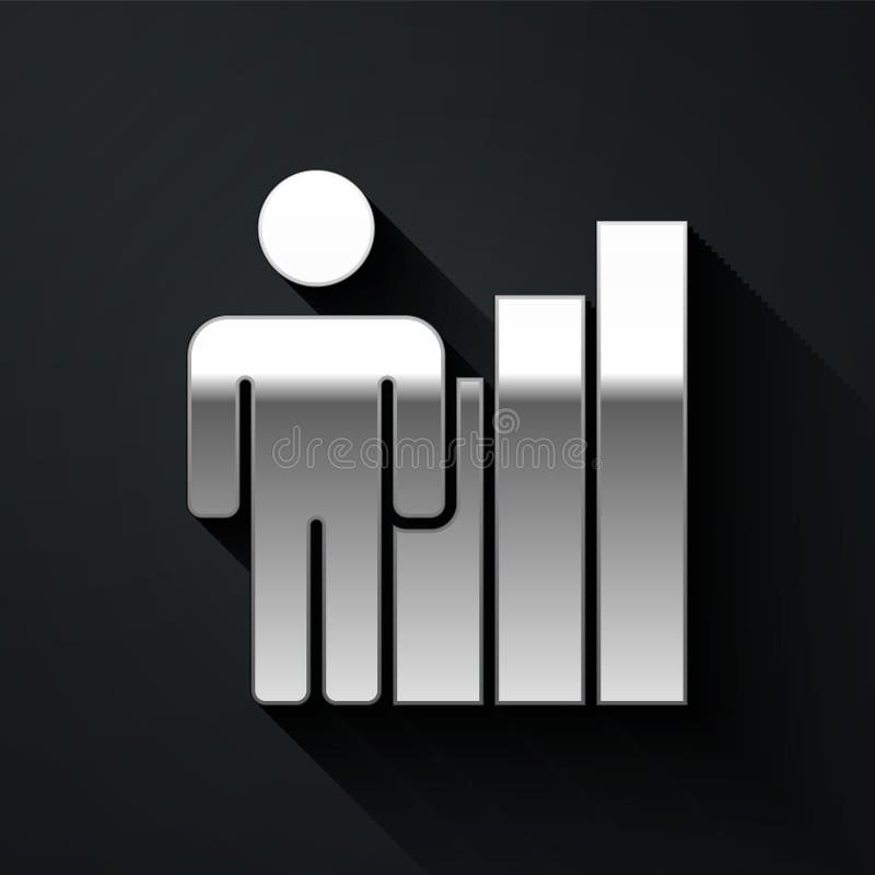 Silver Productive Human Icon Isolated on Black Background. Idea Work ...