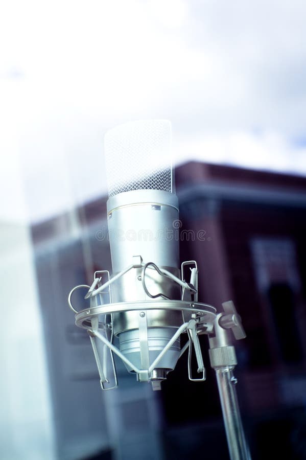 Silver Professional Microphone in Recording Studio Stock Photo - Image ...