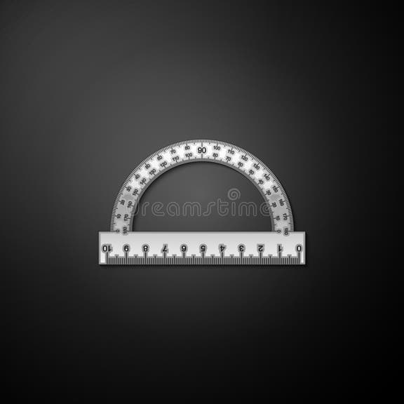 Silver Protractor Grid for Measuring Degrees Icon Isolated on Black ...