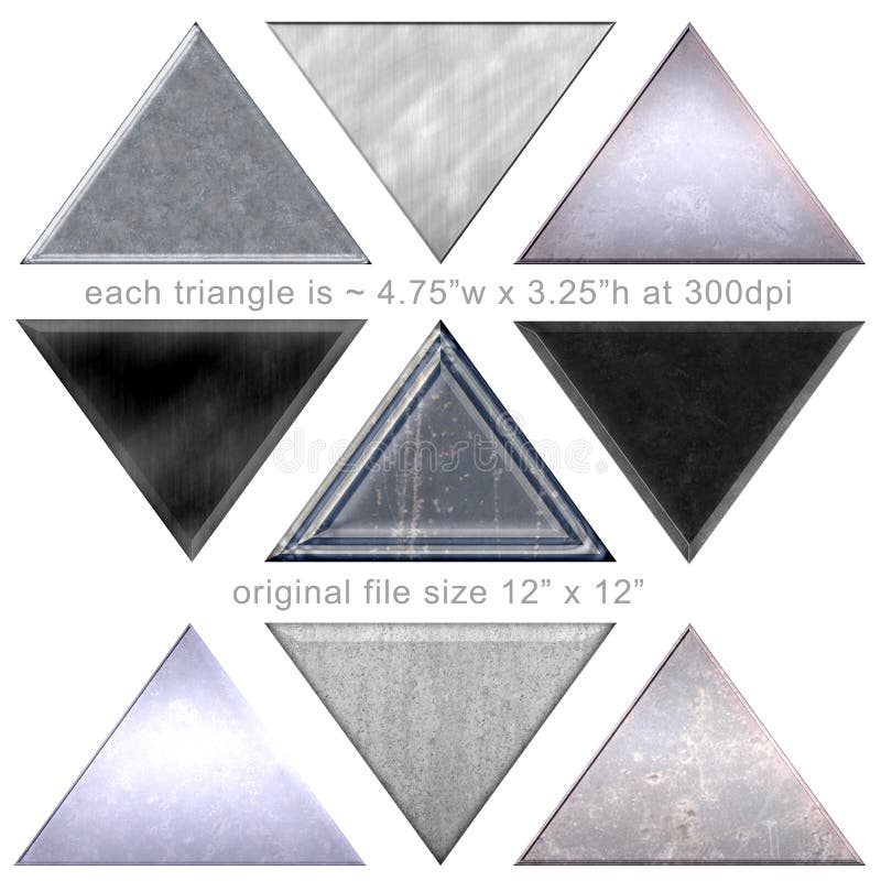 9 Silver Pyramids Triangle Metal Shapes Stock Illustration ...