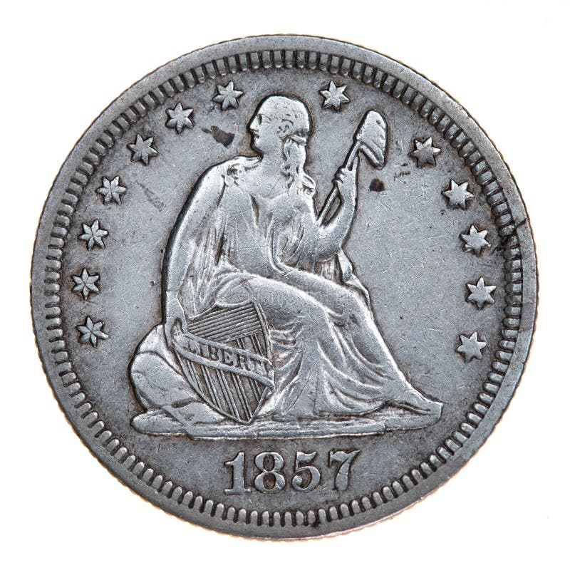 1857 Silver Quarter Dollar USA Coin Stock Photo - Image of united ...