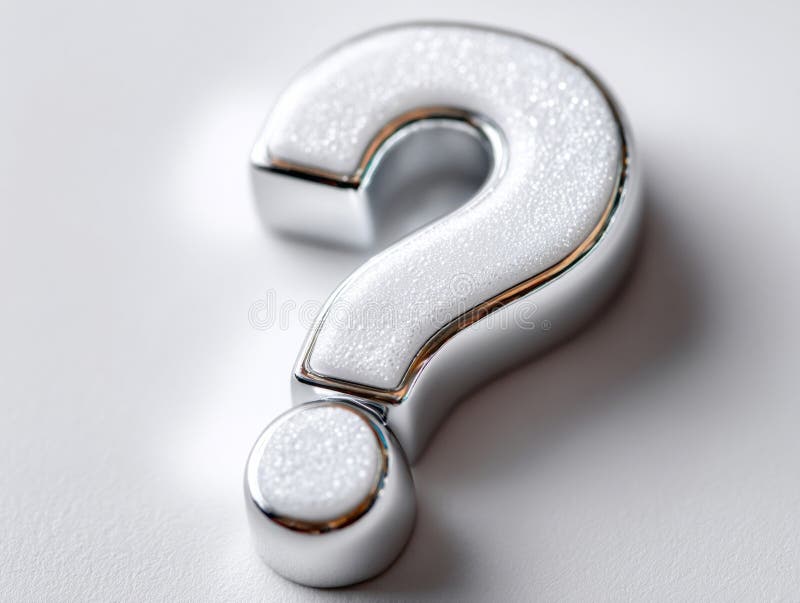 A Silver Question Mark on a White Surface Stock Image - Image of ...