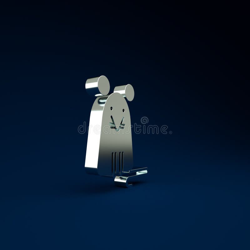 Silver Rat Icon Isolated on Blue Background. Mouse Sign. Minimalism ...