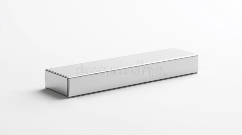 Silver Rectangular Box Mockup on Clean White Background Product ...