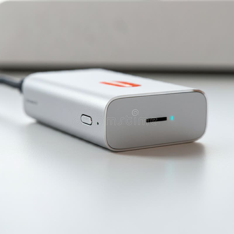 Silver Rectangular Electronic Device with Rounded Edges, Lying on a ...