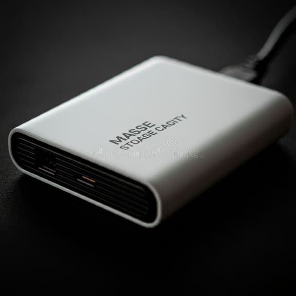 Silver Rectangular External Hard Drive with Rounded Edges and a Black ...