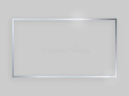 Silver Rectangular Shiny Frame with Glowing Effects Stock Vector ...