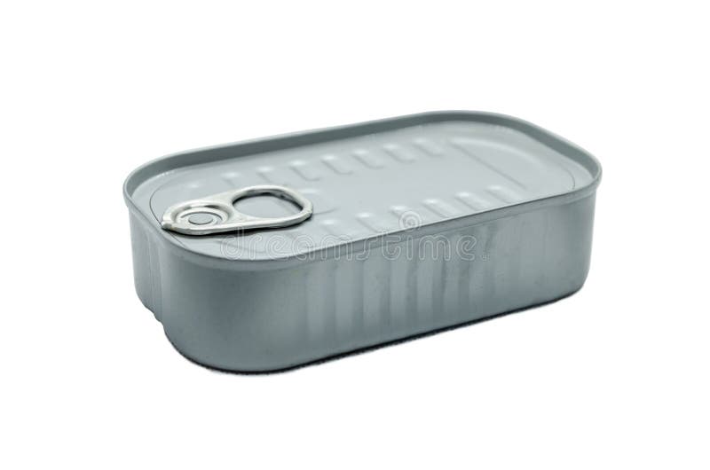 Silver Rectangular Tin Can, Empty, for Fish Stock Photo - Image of ...