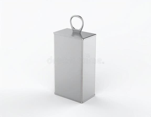 Silver Rectangular Tin Can Mockup Stock Image - Image of furniture ...