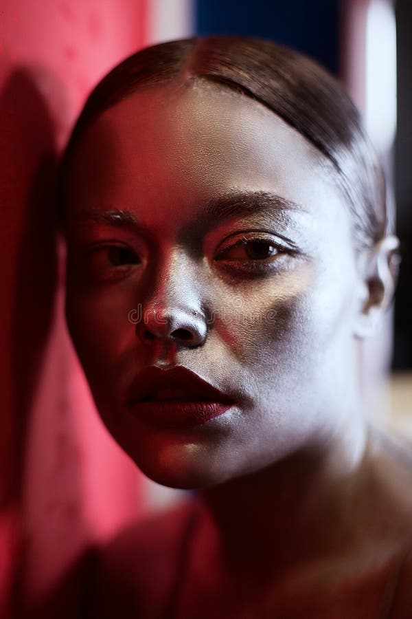 Silver and Red Body Art Girl Stock Image - Image of woman, silver: 90899883