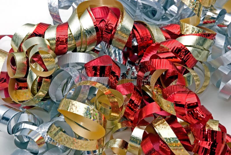 Silver, Red and Gold Ribbon Stock Photo - Image of wrapping, silver ...