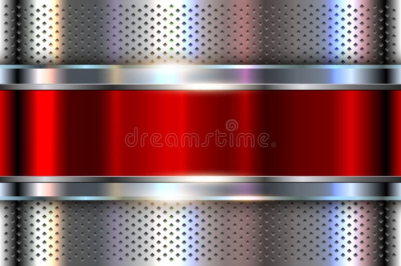 Silver Red Metal Background, Shiny Chrome Metallic Texture with Red ...