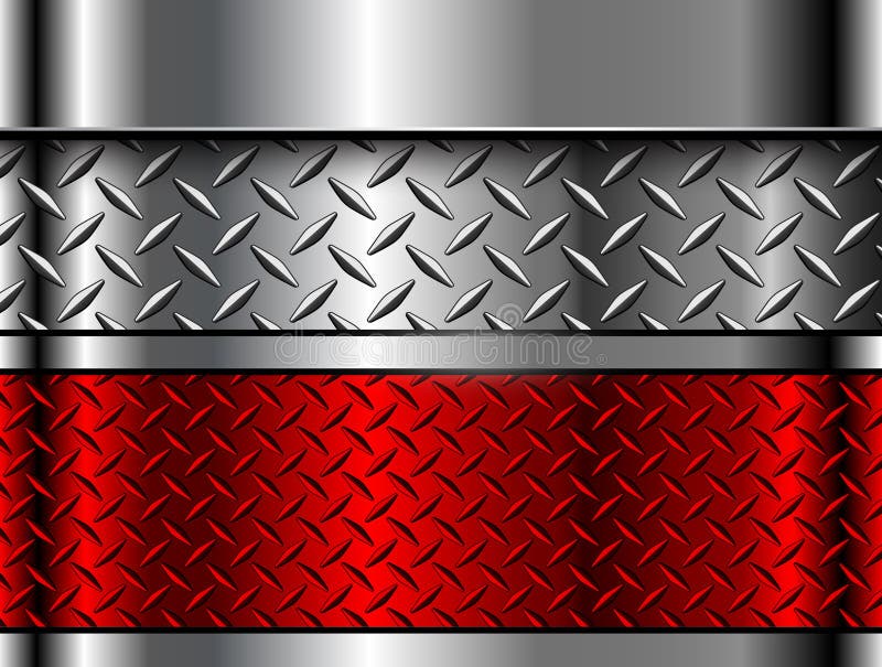 Silver Red Metallic Background with Diamond Plate Texture, Shiny Chrome ...
