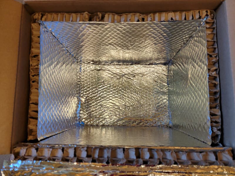 Silver Reflective Metal or Metallic Insulated Box Liner Stock Photo ...