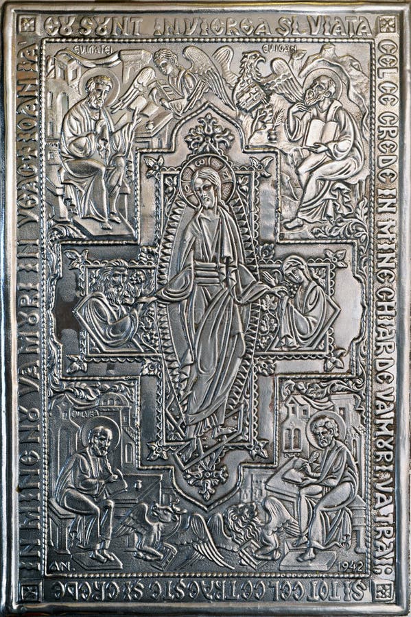 Silver Religious Book Cover Stock Image - Image of jesus, cover: 115905335