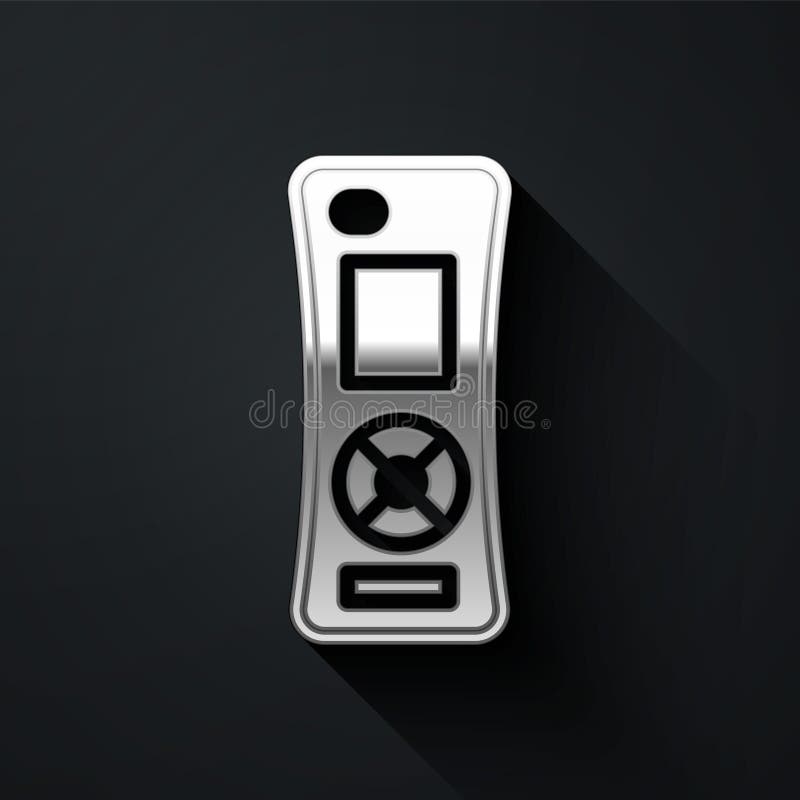 Silver Remote Control Icon Isolated on Black Background. Long Shadow ...