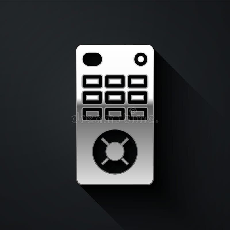 Silver Remote Control Icon Isolated on Black Background. Long Shadow ...