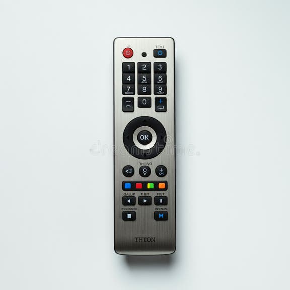 Silver Remote Control with a Sleek, Metallic Finish and Black Buttons ...