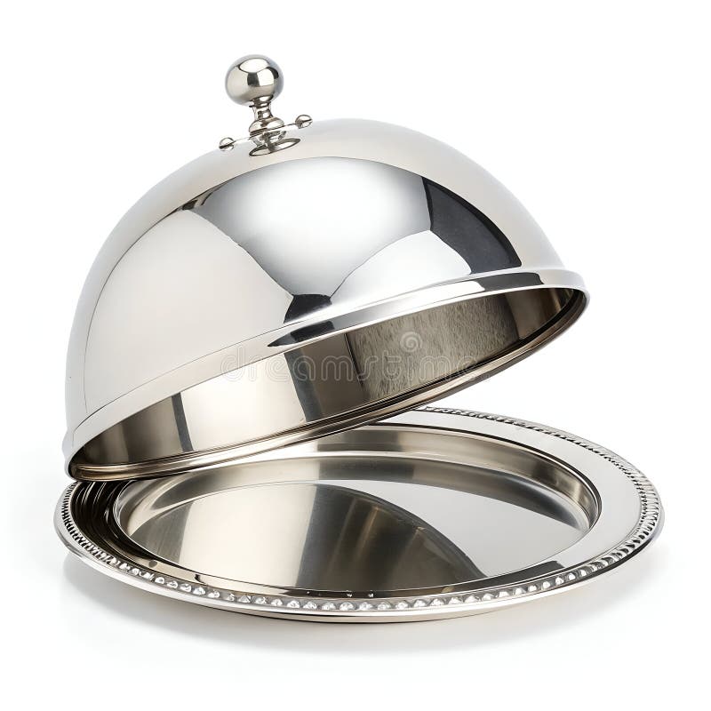 Silver Restaurant Cloche Isolated on White Background Stock ...