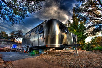 Silver Retro Airstream Camper Stock Image - Image of trip, camper: 5373141