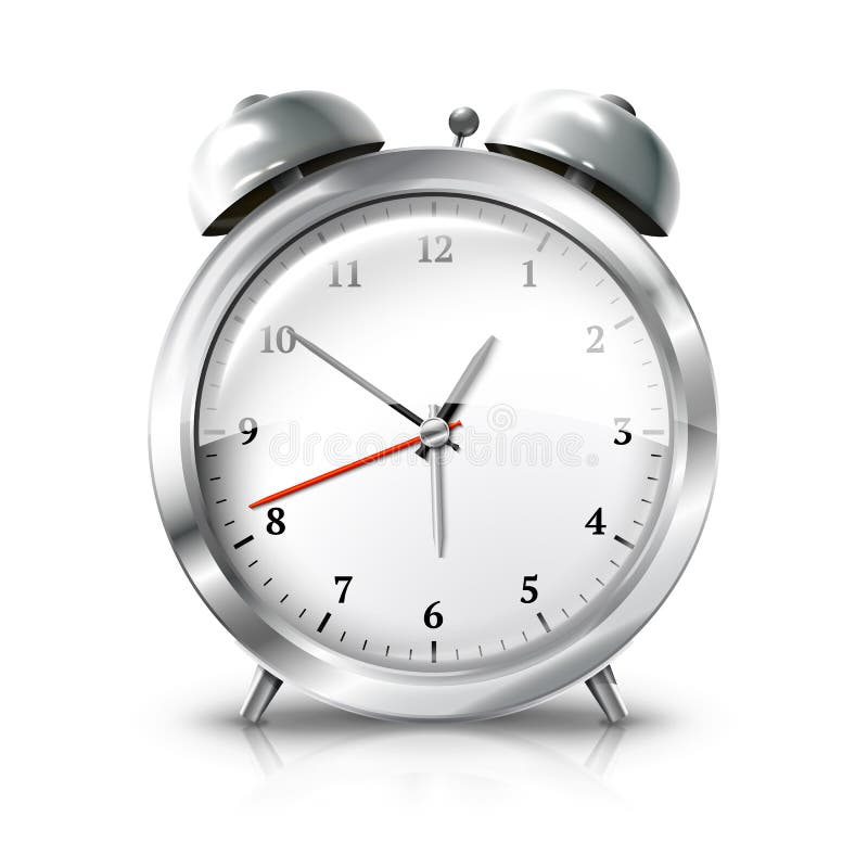 Silver Retro Alarm Clock Isolated on White Stock Vector - Illustration ...