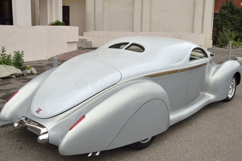 Silver retro car 2 editorial stock image. Image of avtorekonstruktor ...